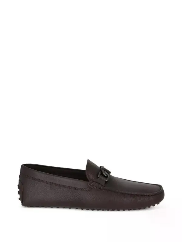 TOD'S Gommino Chain-link Leather Loafers - Brown