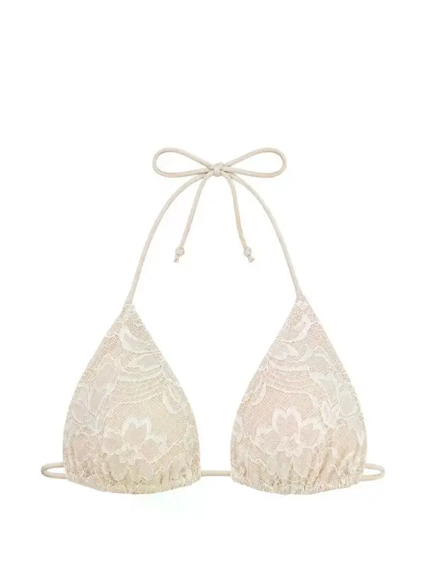 MC2 SAINT BARTH Lace Overlay Triangle Bikini Top