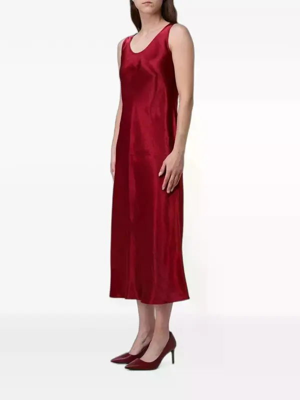 Max Mara Sleeveless Satin Midi Dress - Red