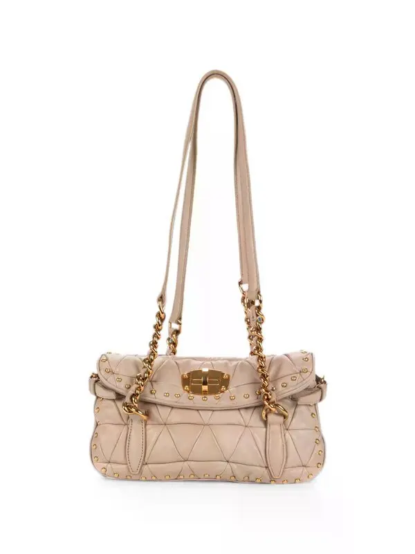 Miu Miu Studded Turn-lock Shoulder Bag - Neutrals