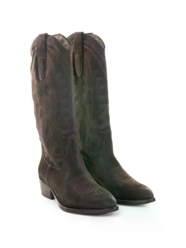 DELDUCA Embroidered Suede Boots