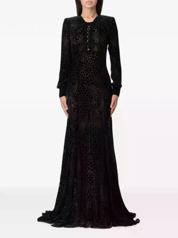 Elisabetta Franchi Leopard Pattern Maxi Dress - Black