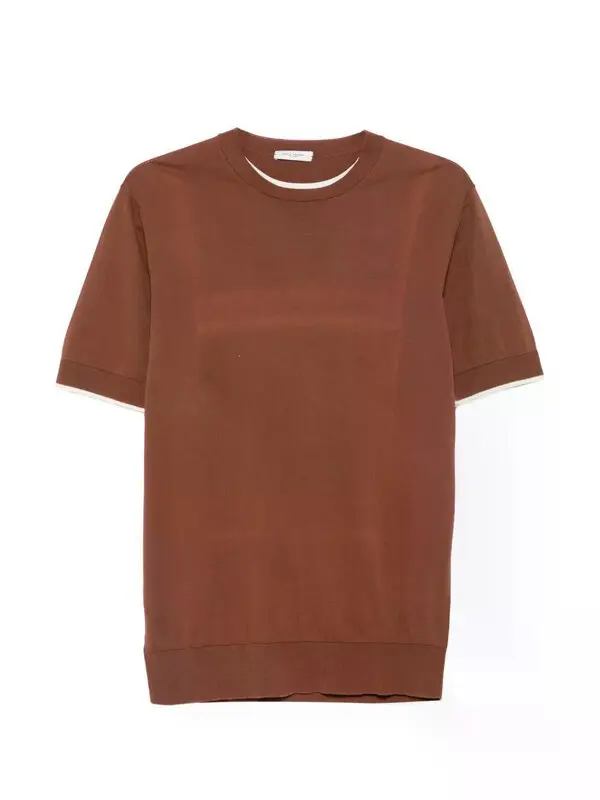 PAOLO PECORA Layered-detail Crew-neck T-shirt - Brown