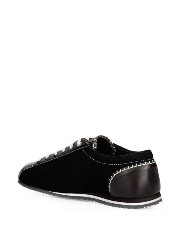 WALES BONNER Paris Contrast-stitch Leather-panelled Sneakers - Black