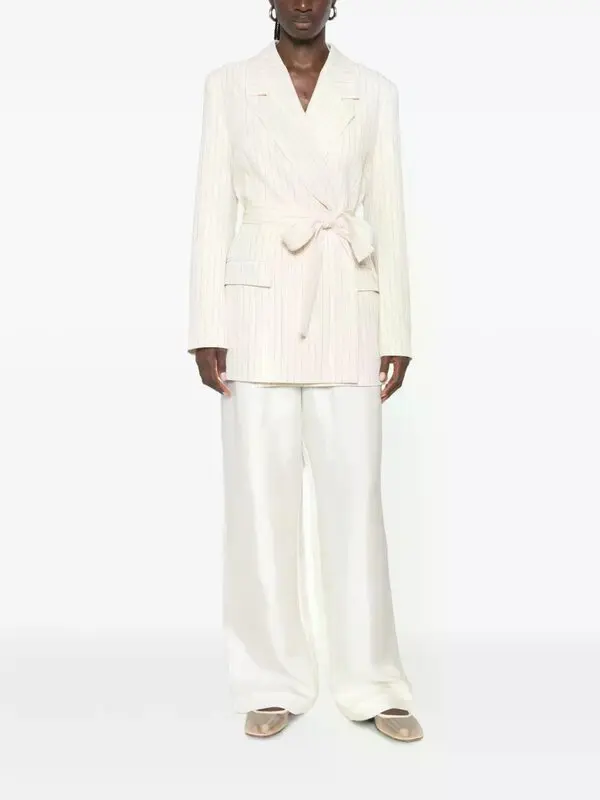 VICOLO Pinstripe-pattern Belted Blazer
