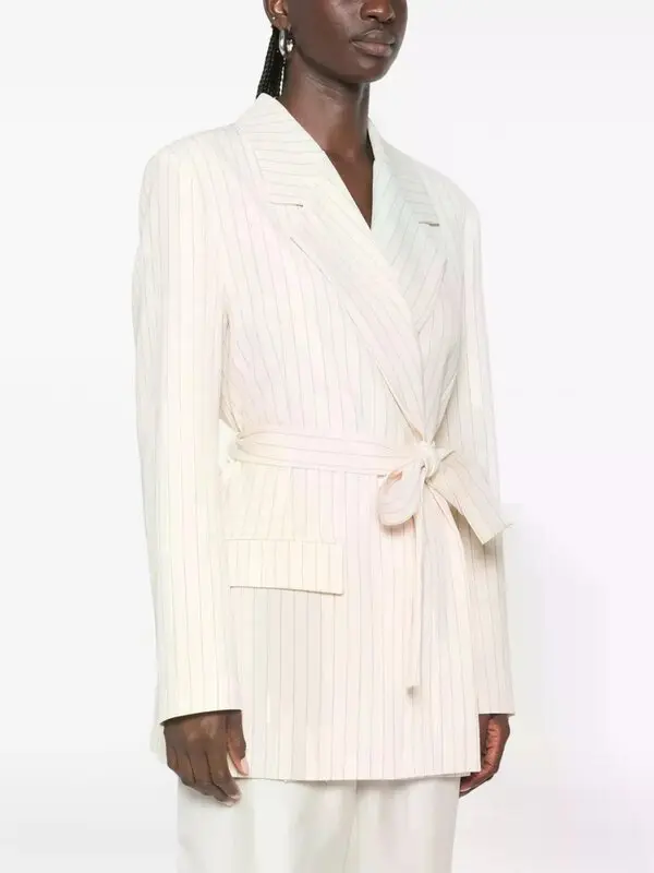 VICOLO Pinstripe-pattern Belted Blazer