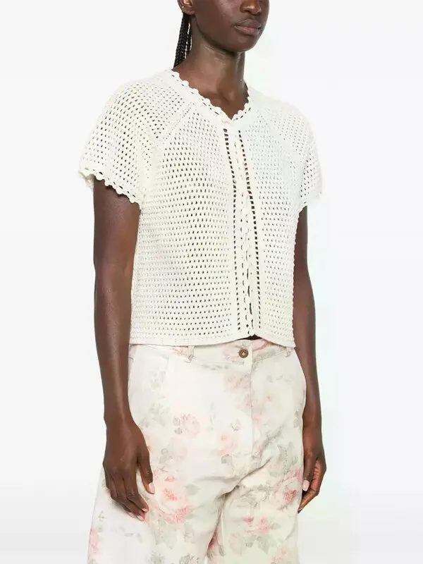 VICOLO Crochet Scalloped-trim Cardigan