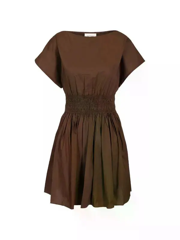 Matteau Shirred Waist Organic Cotton Mini Dress - Brown