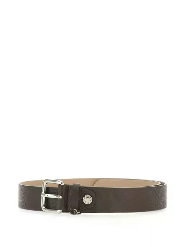 GIANNI CHIARINI Grained Leather Belt With Logo Charm