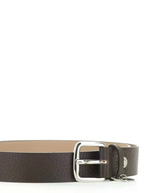 GIANNI CHIARINI Grained Leather Belt With Logo Charm