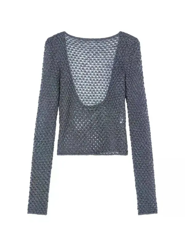 Giorgio Armani Open-knit Scoop-back Sweater - Grey