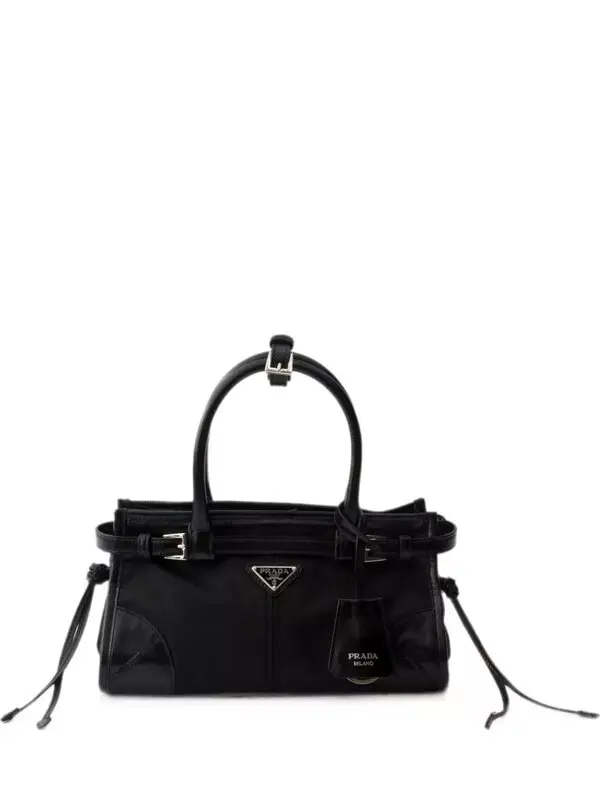 Prada Bonnie Small Re-nylon And Leather Handbag - Black