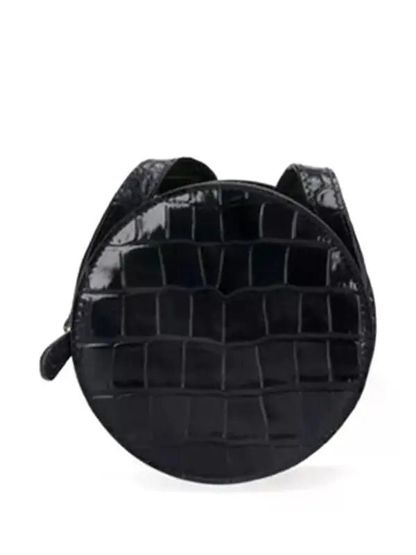 AMI Paris Round Crocodile-effect Crossbody Bag - Black