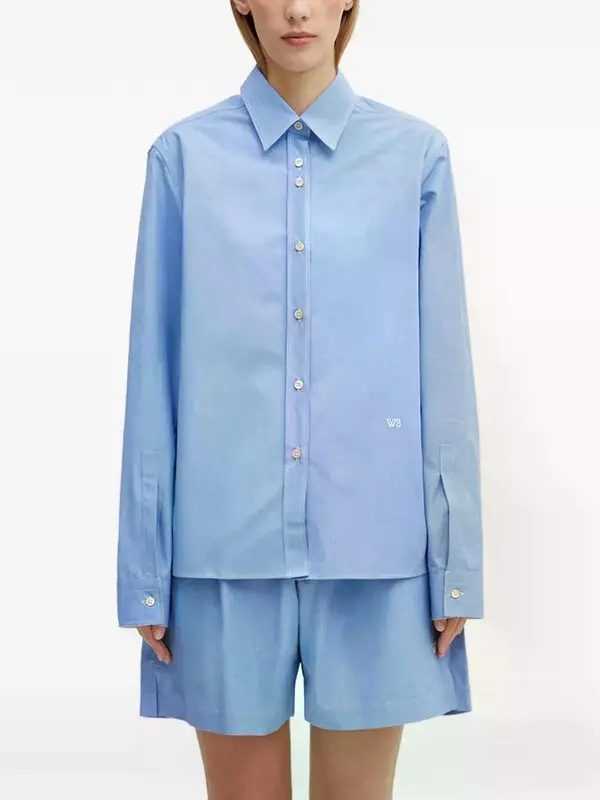 WALES BONNER Logo-embroidered Shirt - Blue