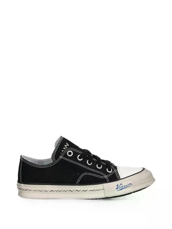 Visvim Contrast Stitch Logo Print Sneakers - Black
