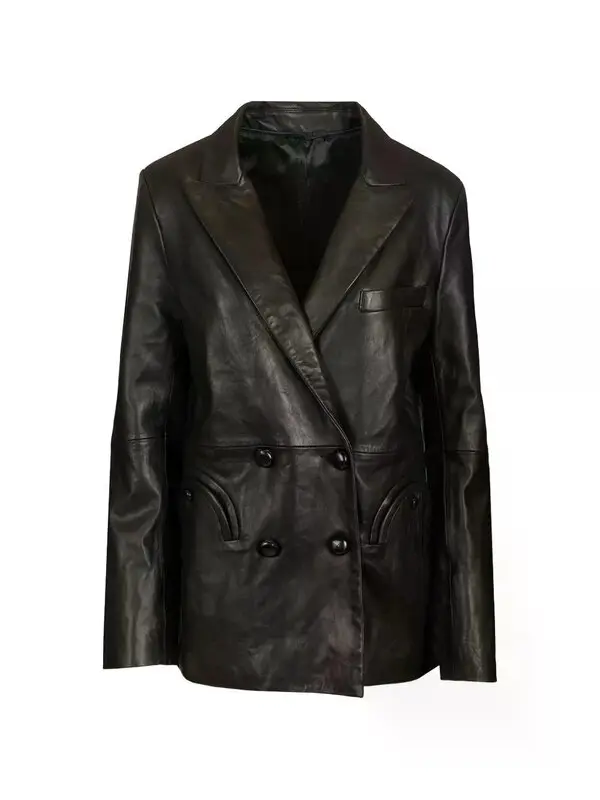 BLAZÉ MILANO Everynight Vegas Baby Leather Blazer - Black