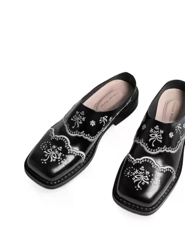 Simone Rocha Embroidered Leather Mules