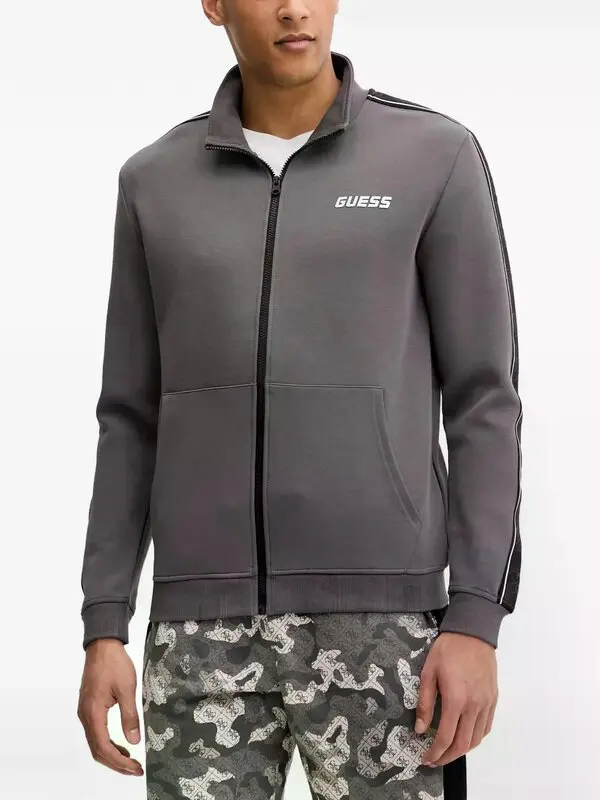 Guess Logo Print Zip-up Sweatshirt
