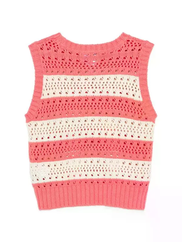 Dkny Striped Open-knit Top - Pink