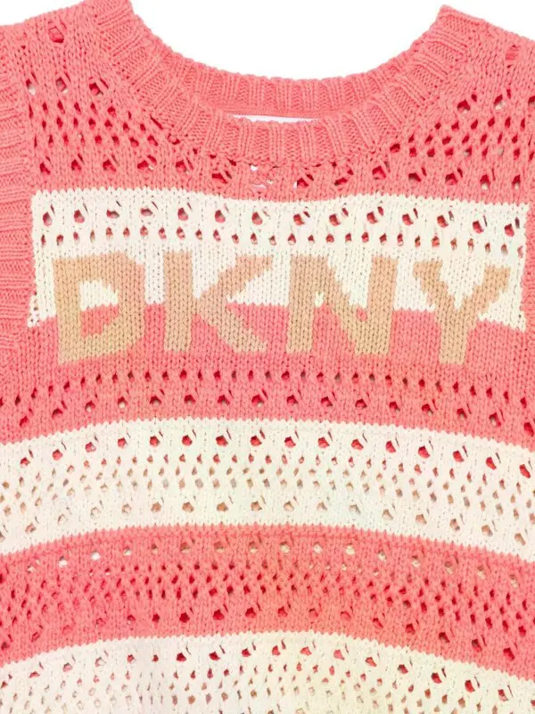 Dkny Striped Open-knit Top