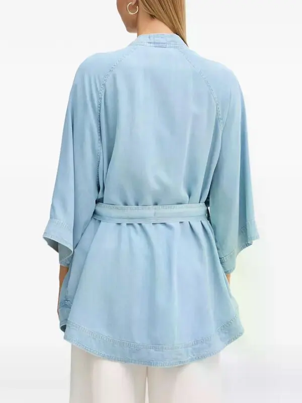 BLUGIRL Belted Kimono With Floral Appliqu