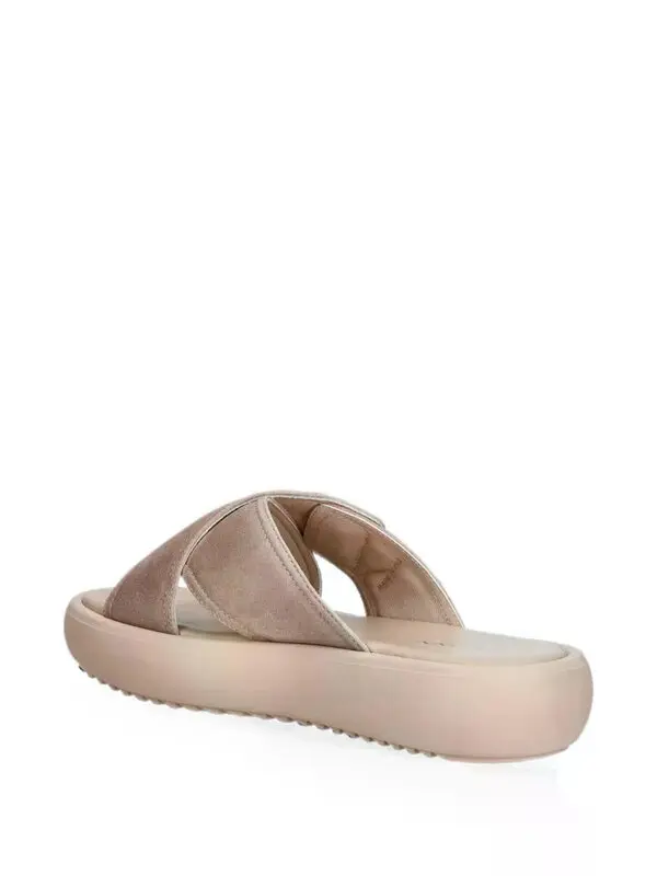 BALDININI Crossover-strap Suede Slides With Logo Plaque