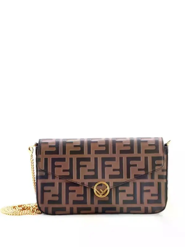 Fendi Zucca Embossed Leather Envelope Clutch Bag - Brown