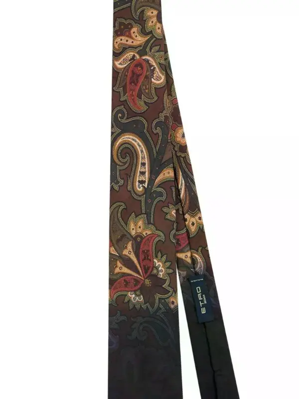 Etro Silk Tie With Floral Paisley Motif