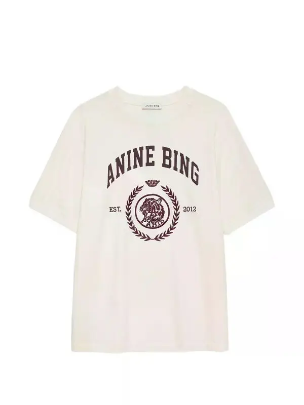 ANINE BING Jaylin Collegiate Cream T-shirt