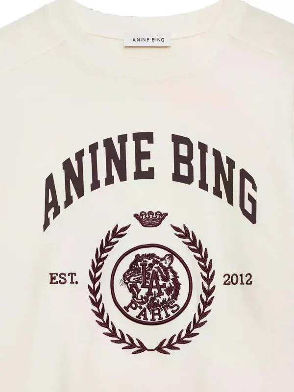 ANINE BING Jaylin Collegiate Cream T-shirt