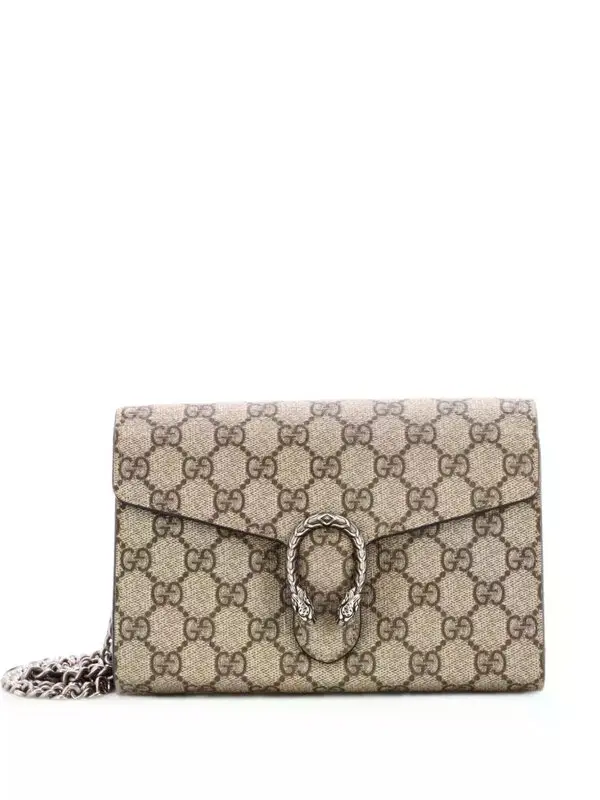 Gucci Dionysus Chain Wallet Gg Coated Canvas - Brown