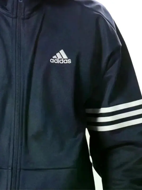 Adidas Logo Print Zip-up Hoodie - Blue