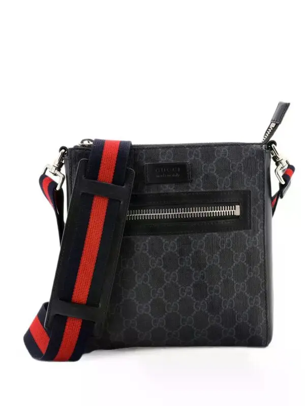 Gucci Gg Coated Canvas Messenger Bag With Web Strap