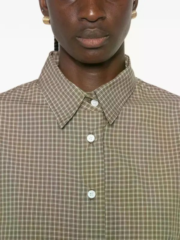 Enza Costa Mini-plaid Pattern Shirt