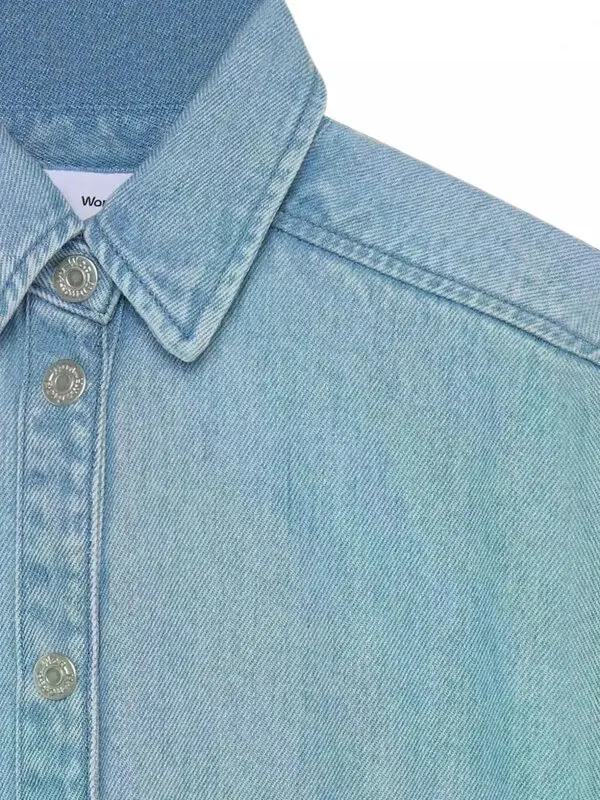 WON HUNDRED Short Sleeve Acid Wash Denim Shirt