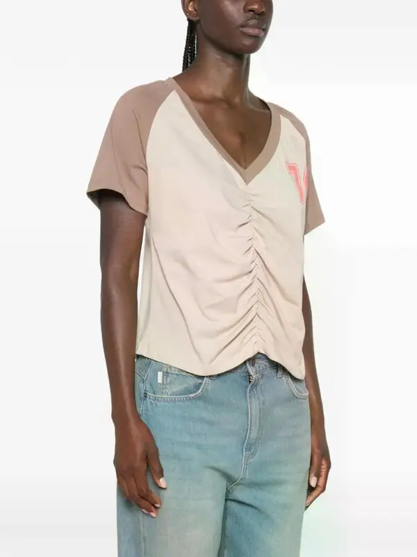 VICOLO Ruched Raglan-sleeve T-shirt