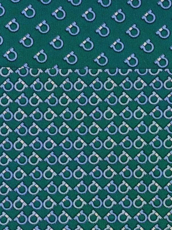 FERRAGAMO Gancini Square-print Silk Neck Tie