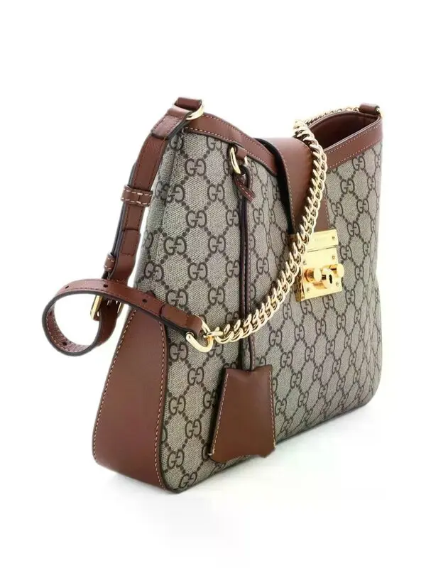 Gucci Padlock Chain Gg Coated Canvas Shoulder Bag - Brown