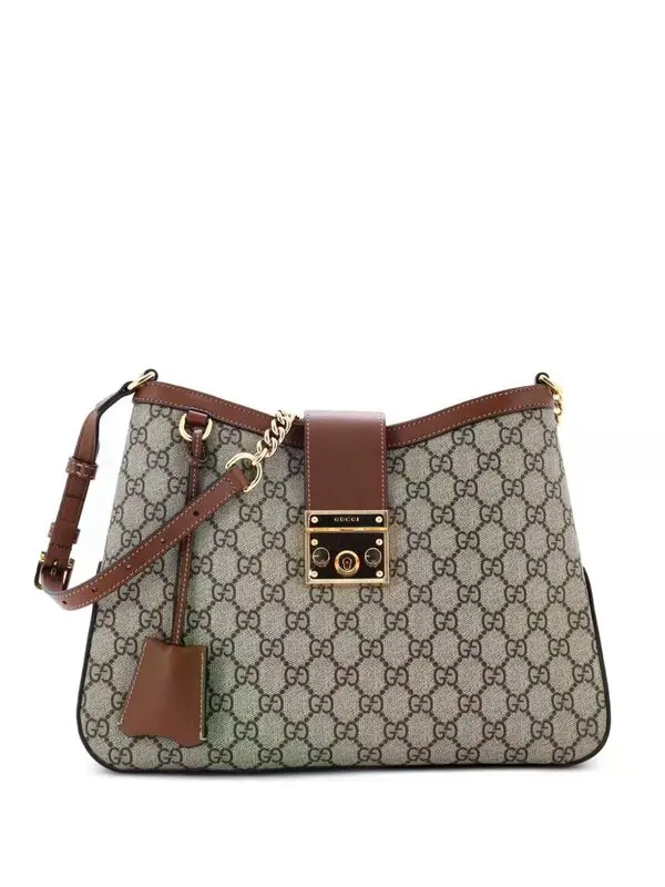 Gucci Padlock Chain Gg Coated Canvas Shoulder Bag - Brown