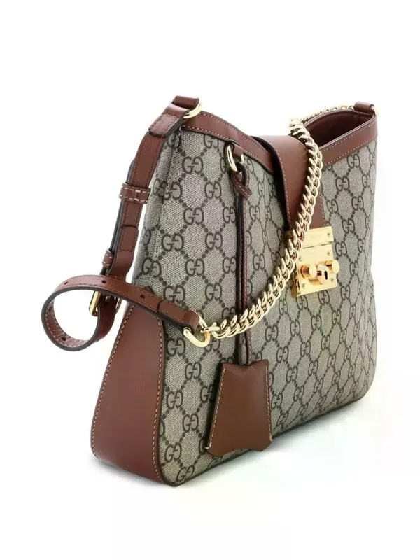 Gucci Padlock Chain Gg Coated Canvas Shoulder Bag