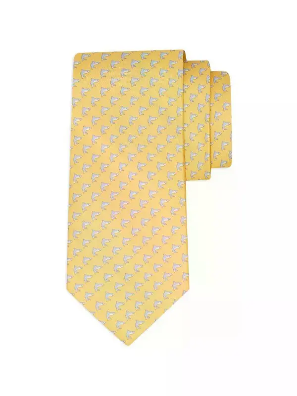 FERRAGAMO Silk Shark Print Neck Tie