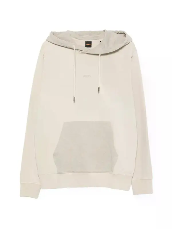 BOSS Logo-embroidered Drawstring Hoodie - Neutrals