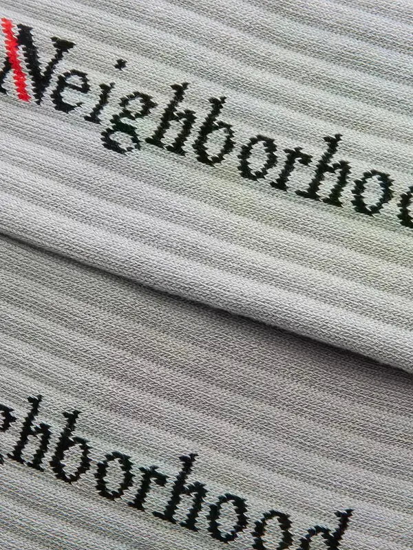 NEIGHBORHOOD Ribbed Socks With Logo Detail - Grey