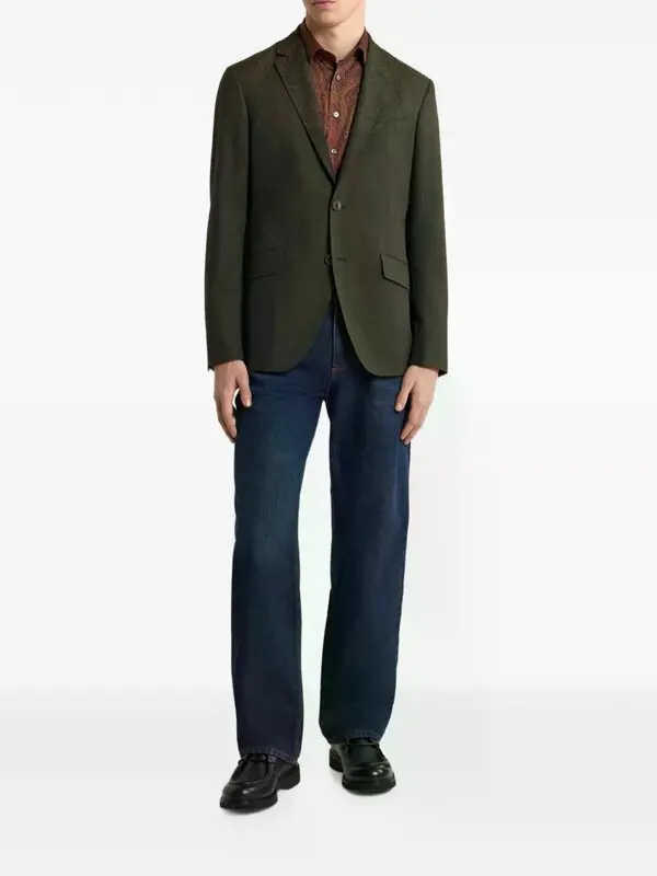 Etro Single-breasted Wool Jacket With Placed Print
