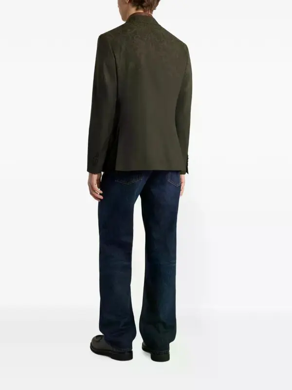 Etro Single-breasted Wool Jacket With Placed Print