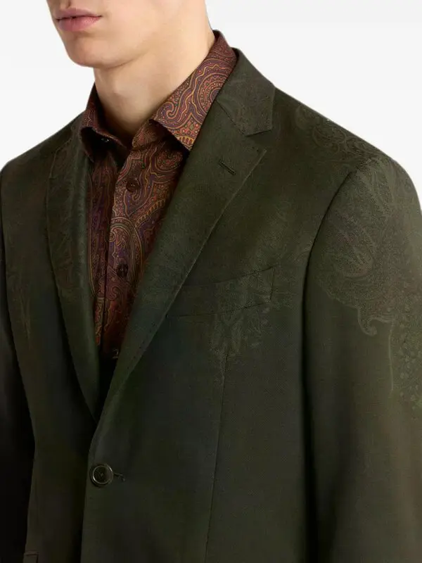 Etro Single-breasted Wool Jacket With Placed Print