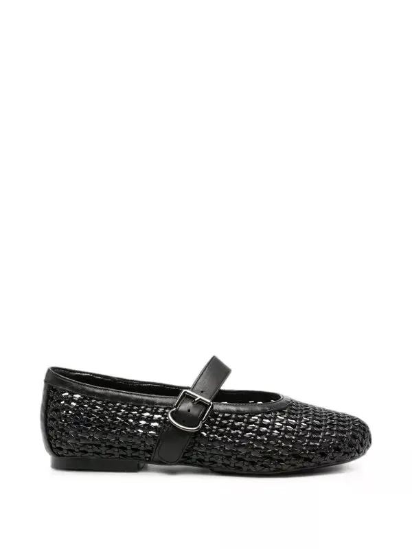 ADRIANNA FERETTI Woven Buckle-fastening Ballet Flats - Black