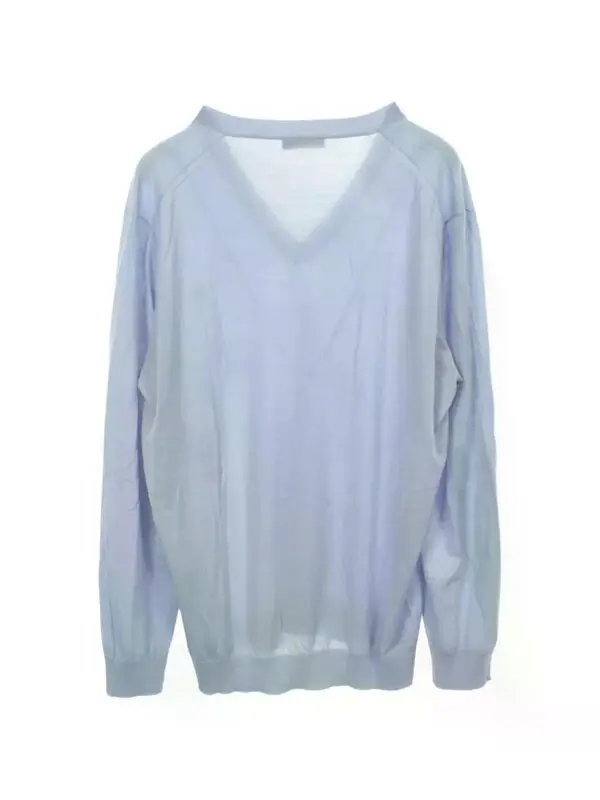 Prada Wool V-neck Logo Embroidered Sweater