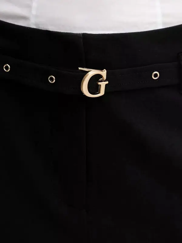 Guess Belted Turned-up Trousers - Black