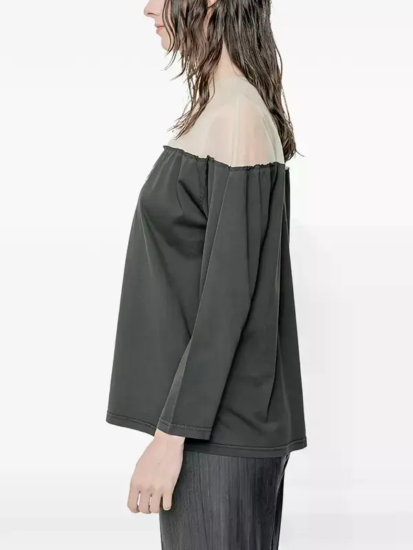 MAISON MARGIELA Logo Print Mesh Panel Blouse